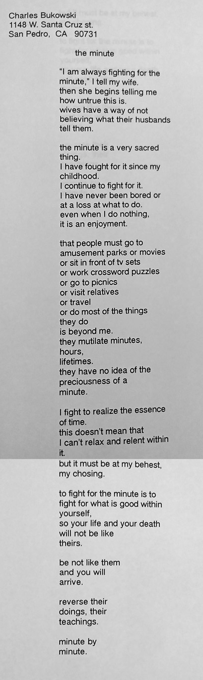 Manuscript: the minute (circa 1991-1994) - Bukowski Database